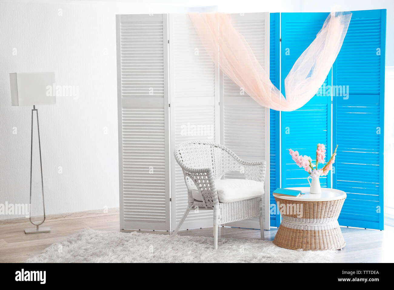 Interior design of living room in light colours Stock Photo - Alamy