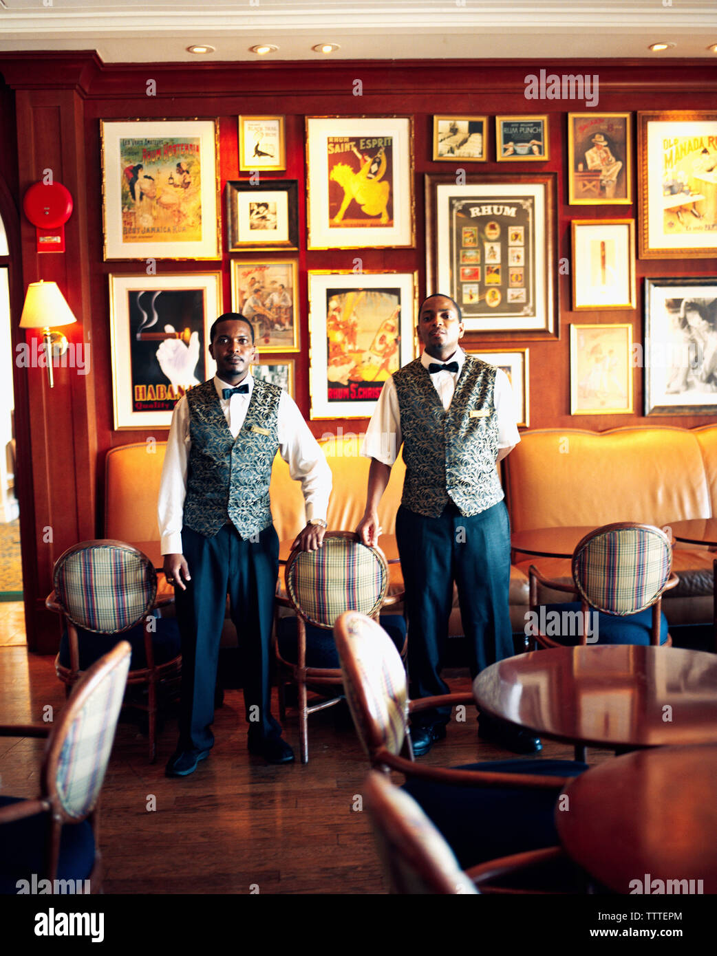 BERMUDA, Elbow Beach Resort, portrait of bartenders standing in Veranda ...