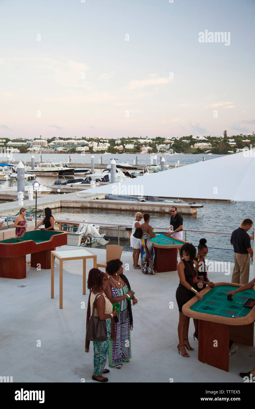 BERMUDA, Hamilton. Guests at the 1609 Bar and Restaurant of the ...