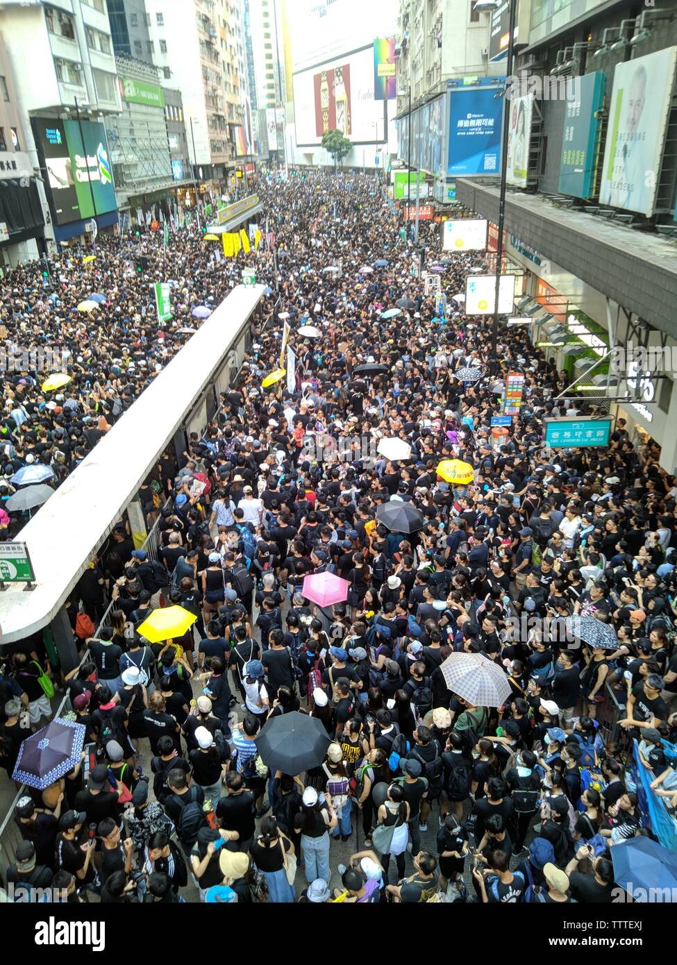 Hong Kong, 16 June 2019 - Protest crowd in Causeway Bay of Hong Kong ...