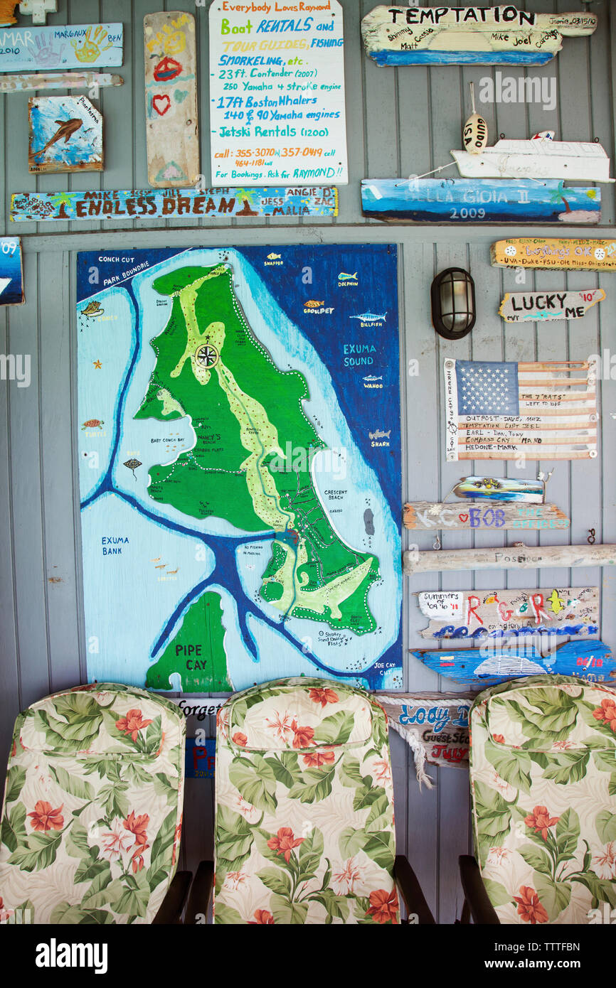 EXUMA, Bahamas. Detail of walls of the Compass Cay Marina Stock Photo ...