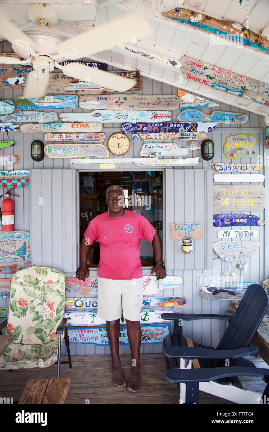 EXUMA, Bahamas. Tucker Rolle, owner of Compass Cay at the Compass Cay ...