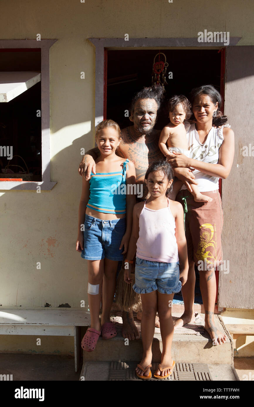 FRENCH POLYNESIA, Tahaa Island. Portrait of tattoo artist Tavita Monea ...