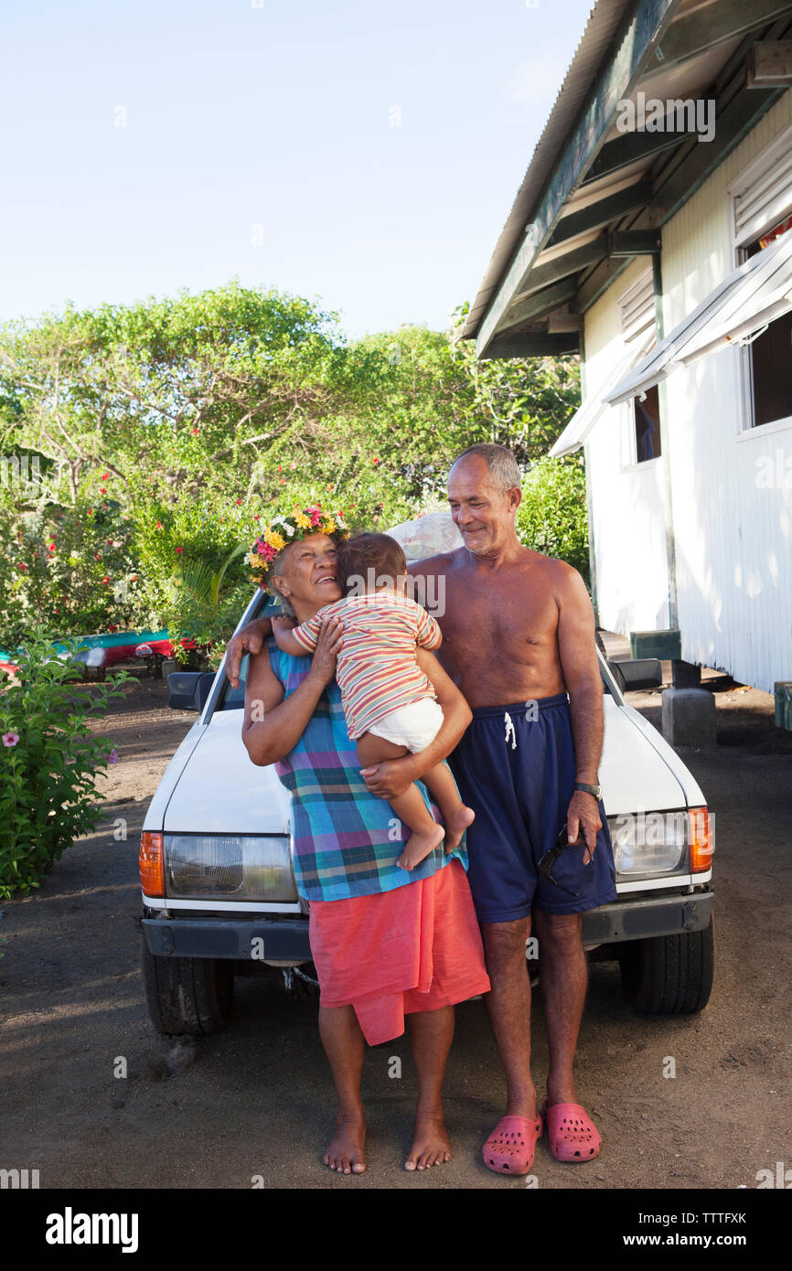 FRENCH POLYNESIA, Tahaa Island. Portrait of Grandfather and Grandmother ...