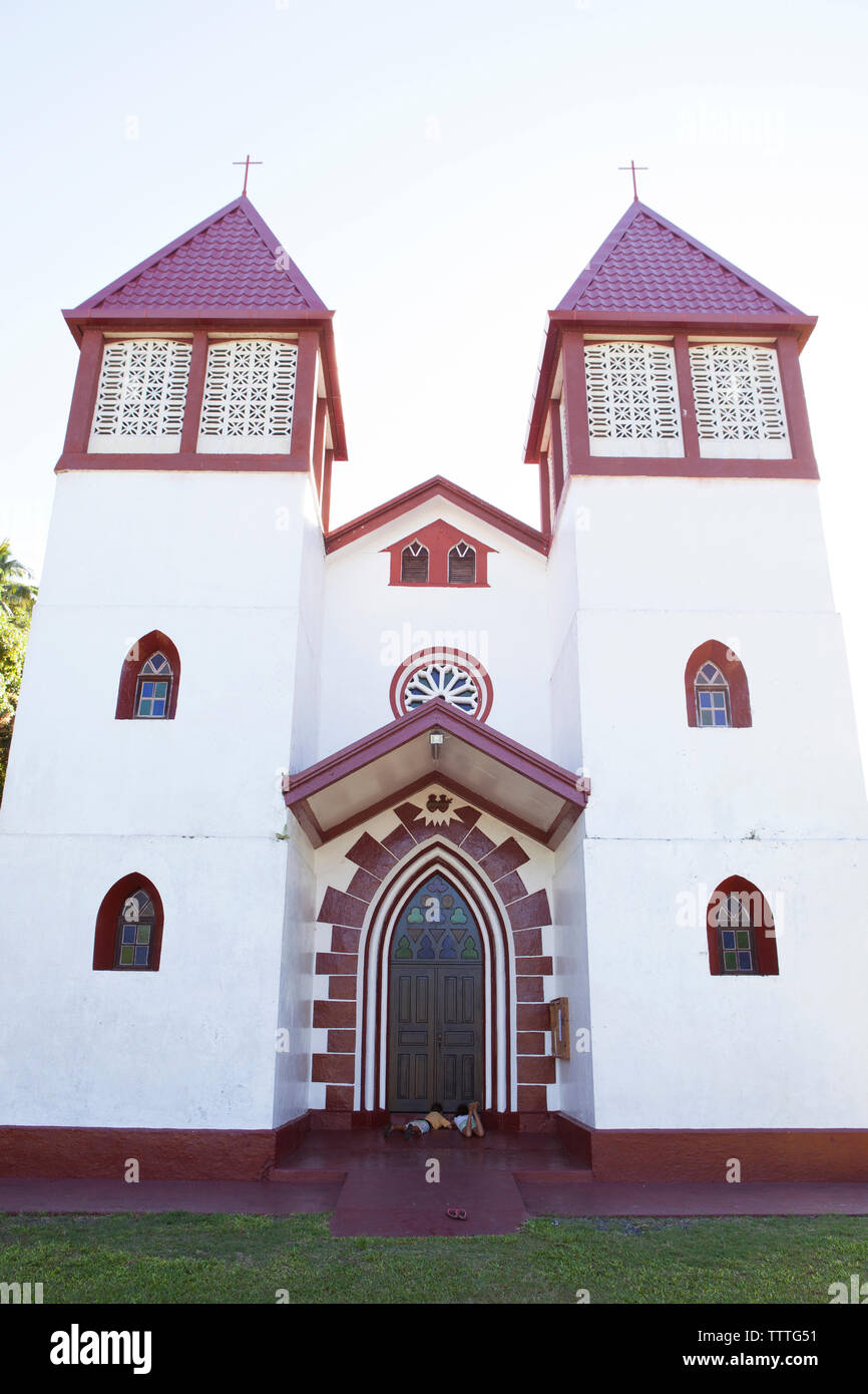 FRENCH POLYNESIA, Moorea. One of many churches on Moorea Island Stock ...