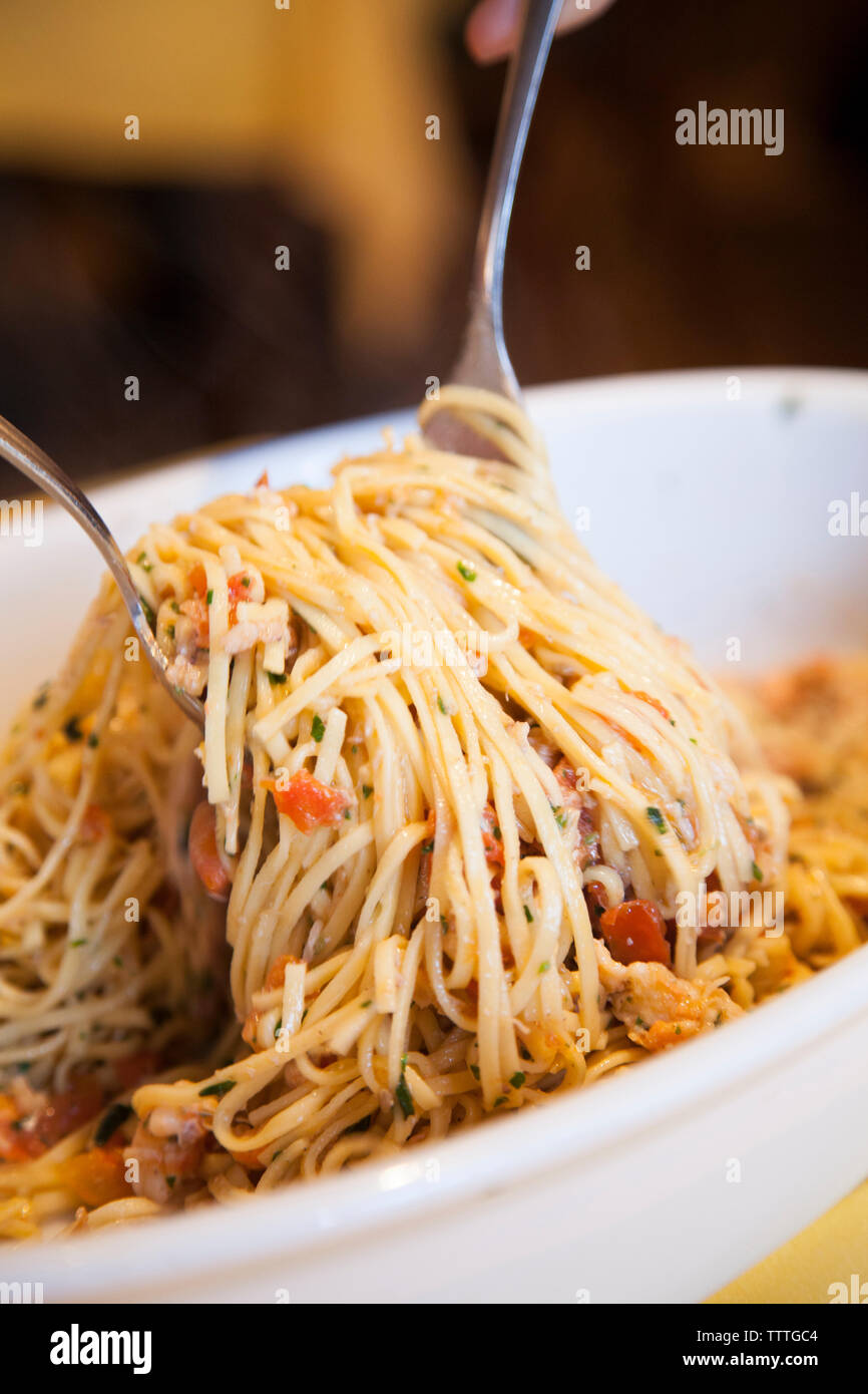 ITALY, Venice. A seafood Pasta dish at Busa alla Torre Da Lele ...