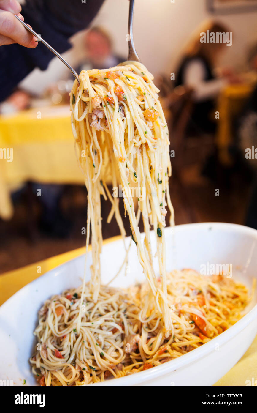 ITALY, Venice. A seafood Pasta dish at Busa alla Torre Da Lele ...