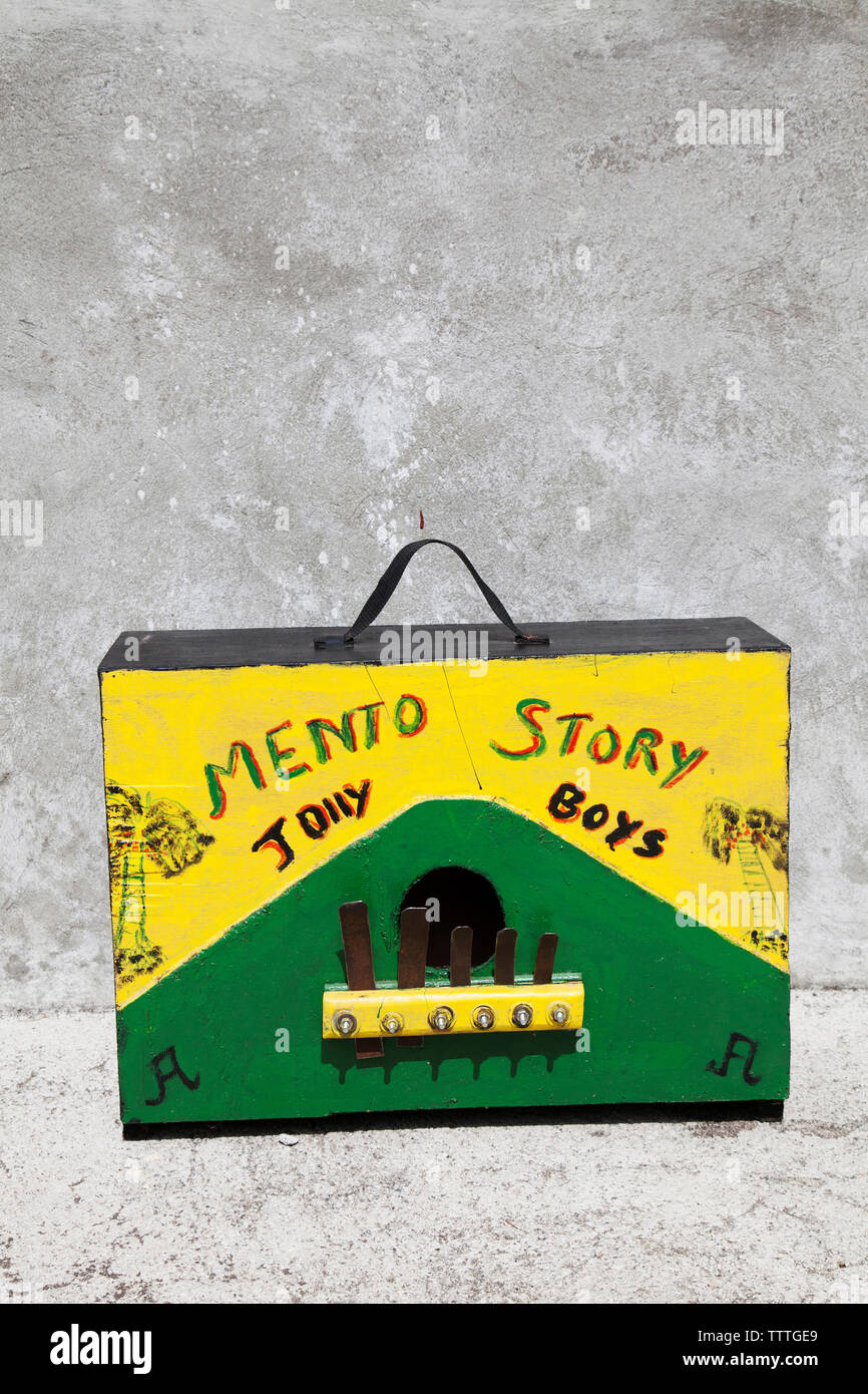 JAMAICA, Port Antonio. A marumba box that belongs to The Jolly Boys ...