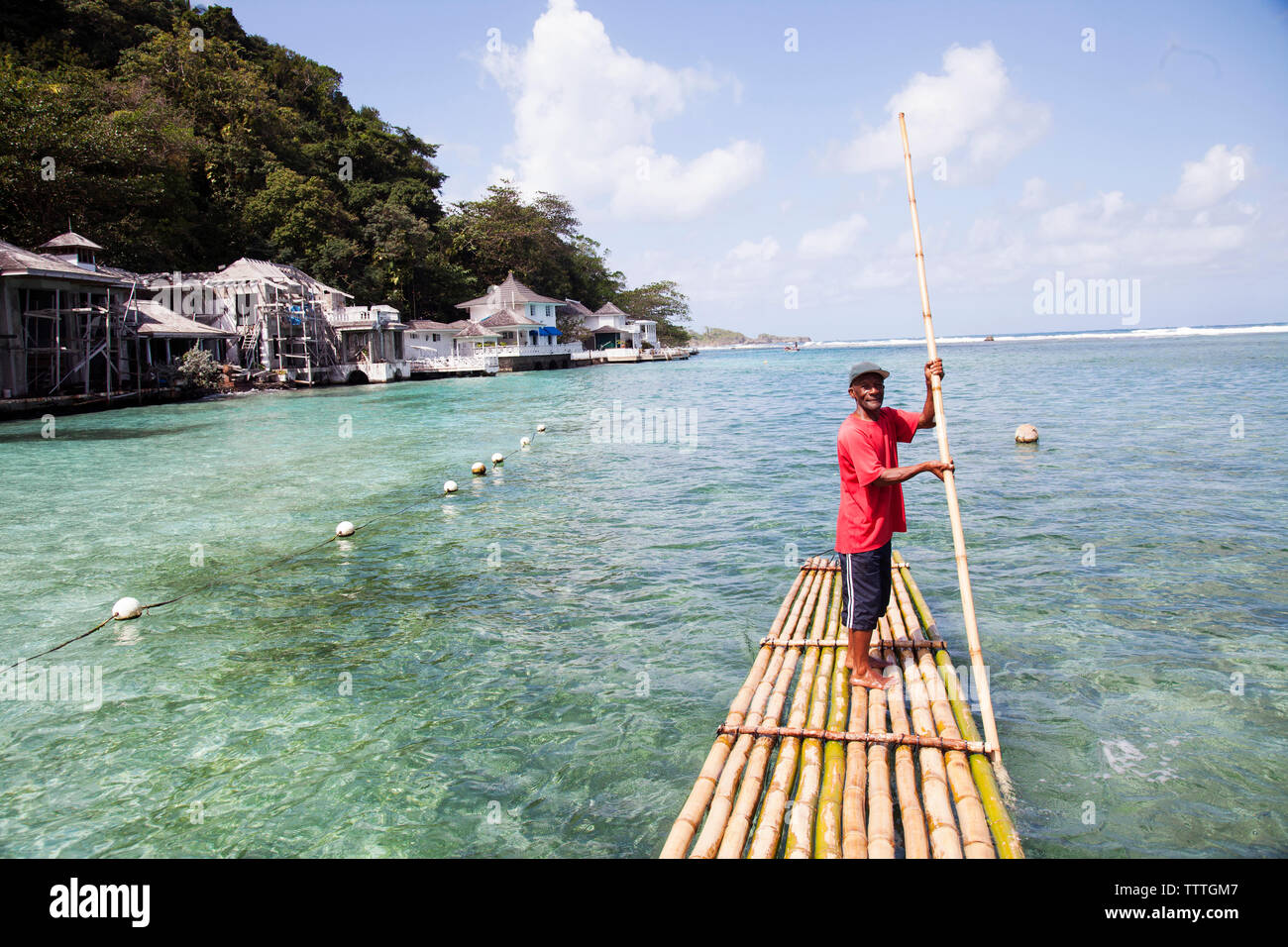 JAMAICA, Port Antonio. Local boatman Danny at the Blue Lagoon Stock ...