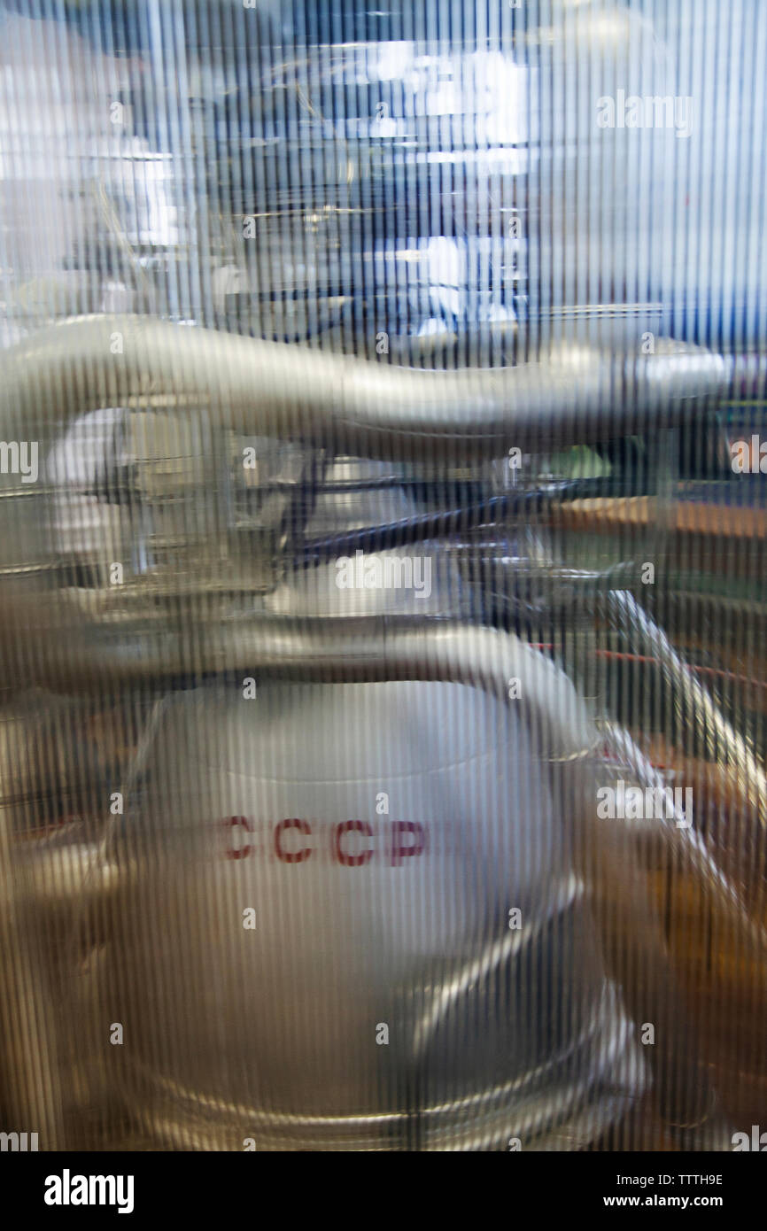 RUSSIA, Moscow. An old Soviet rocket on view at the Polytechnic Museum ...