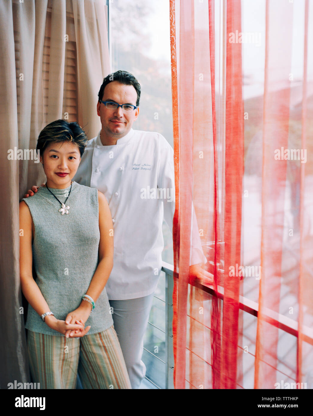 SINGAPORE, portrait of Chef Julien Bompard and his wife Edith Lai ...