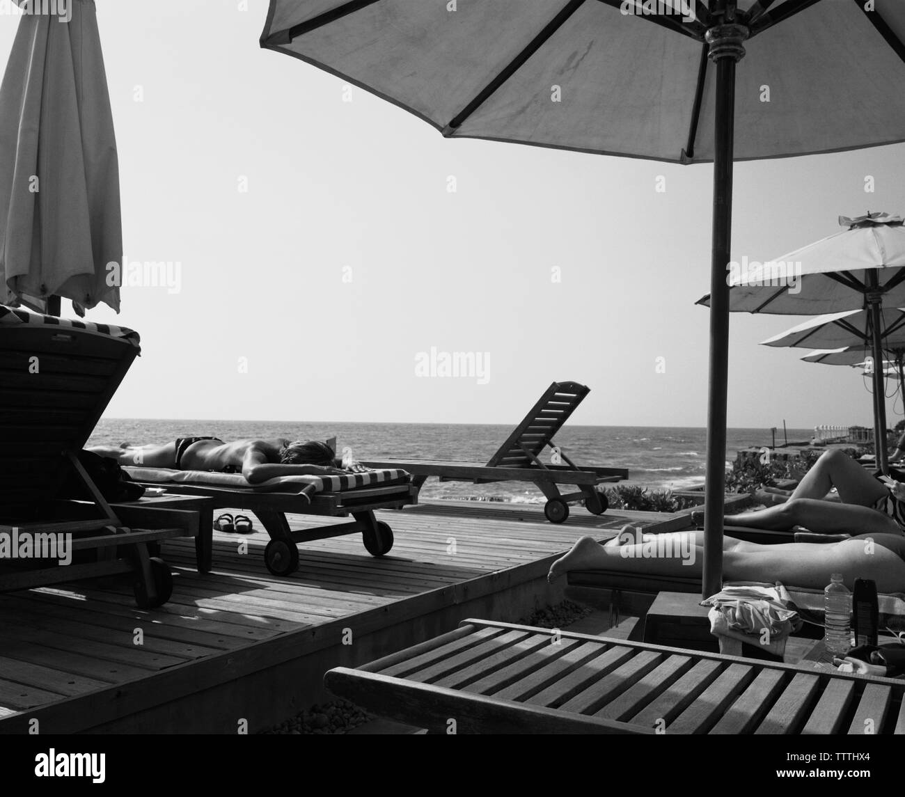 Sunbathing Black and White Stock Photos & Images - Alamy