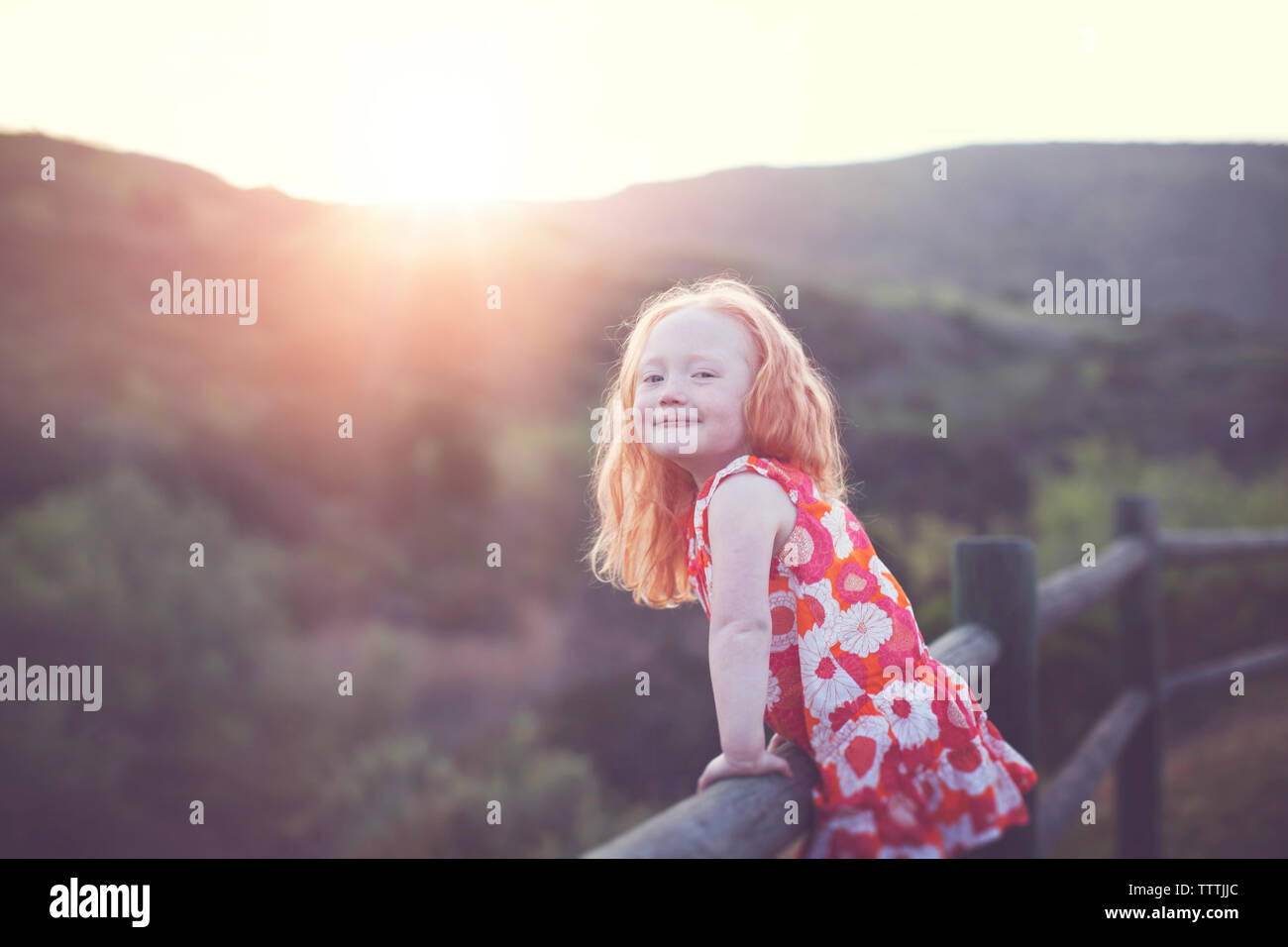 Portrait girl leaning against railing hi-res stock photography and ...