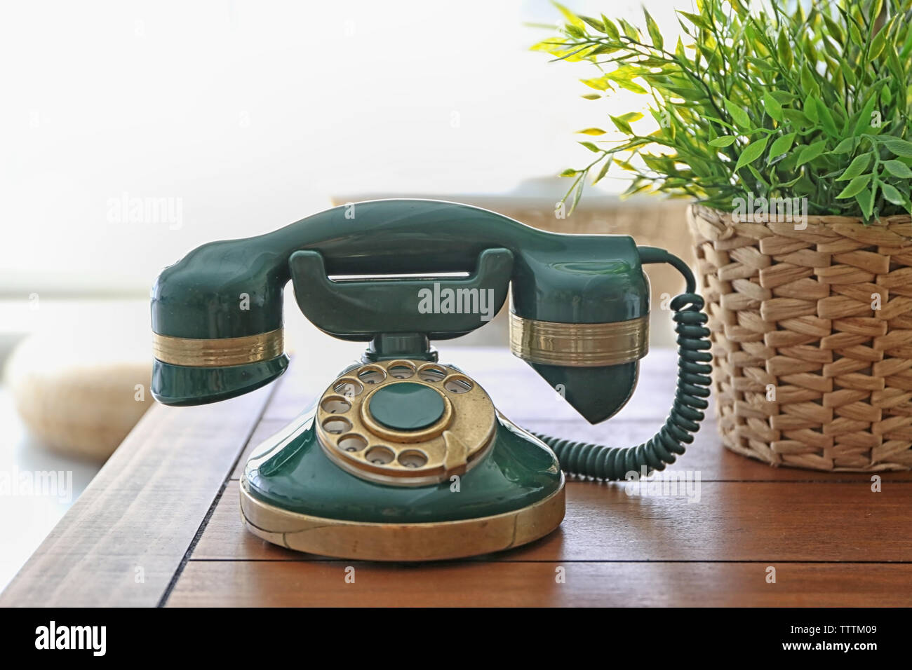 Vintage telephone in interior Stock Photo - Alamy