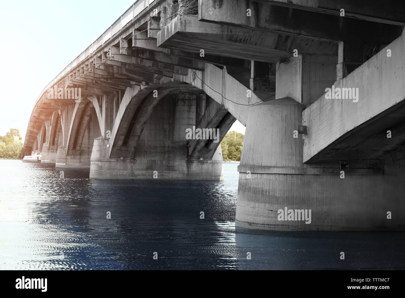 Concrete bridge over river Stock Photo - Alamy