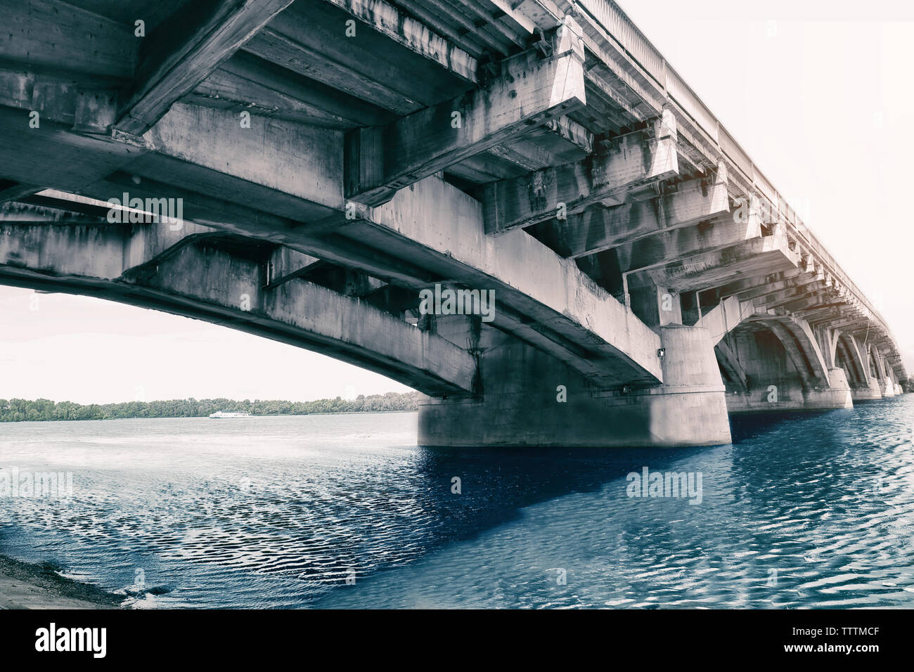 Concrete bridge over river Stock Photo - Alamy