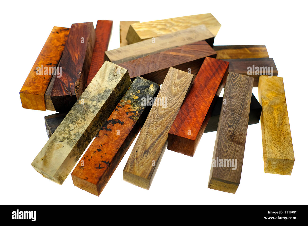 Set Exotic wood real for blanks pen and diy on white background Stock ...