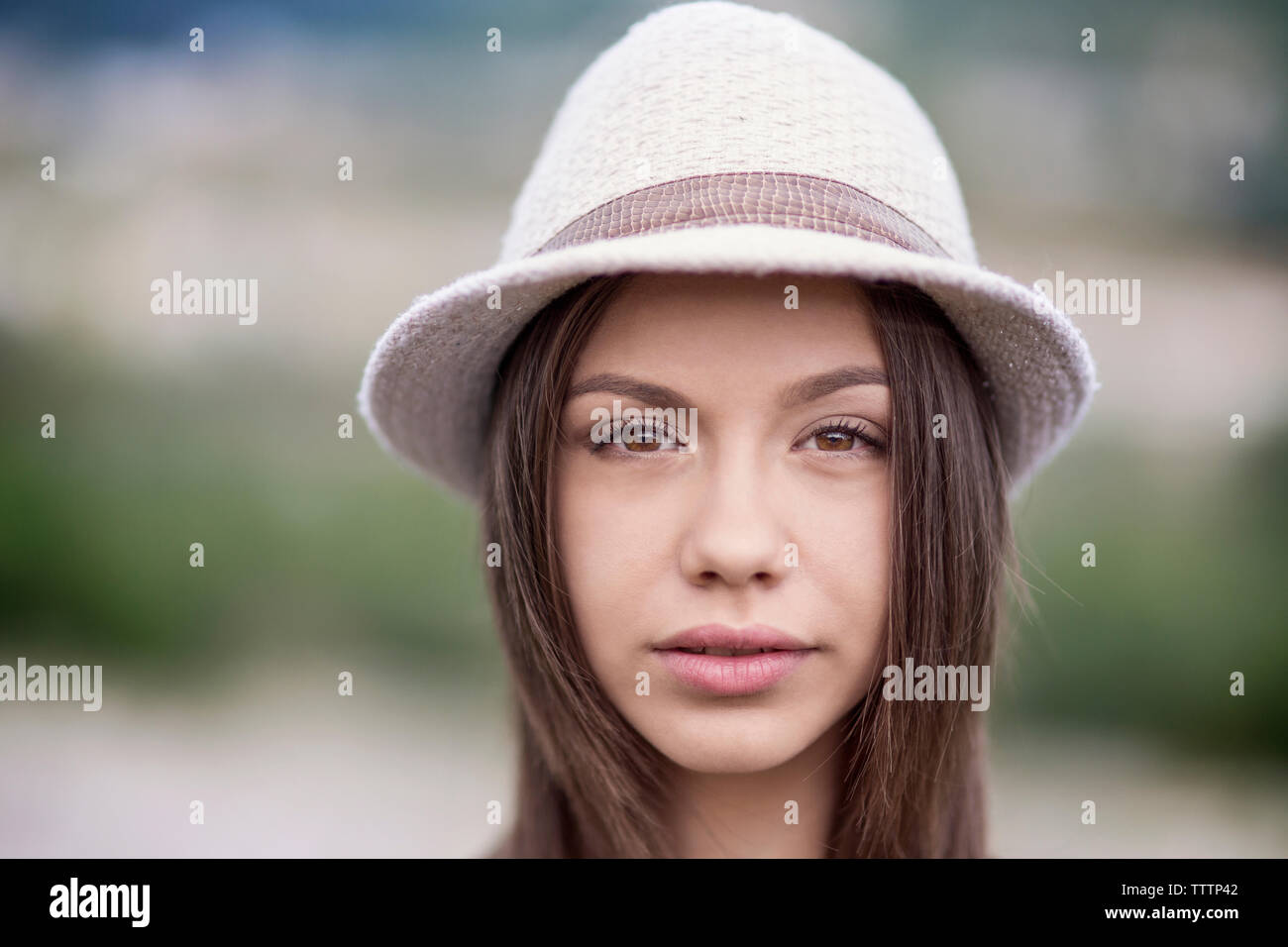 Portrait of woman with hat Stock Photo - Alamy