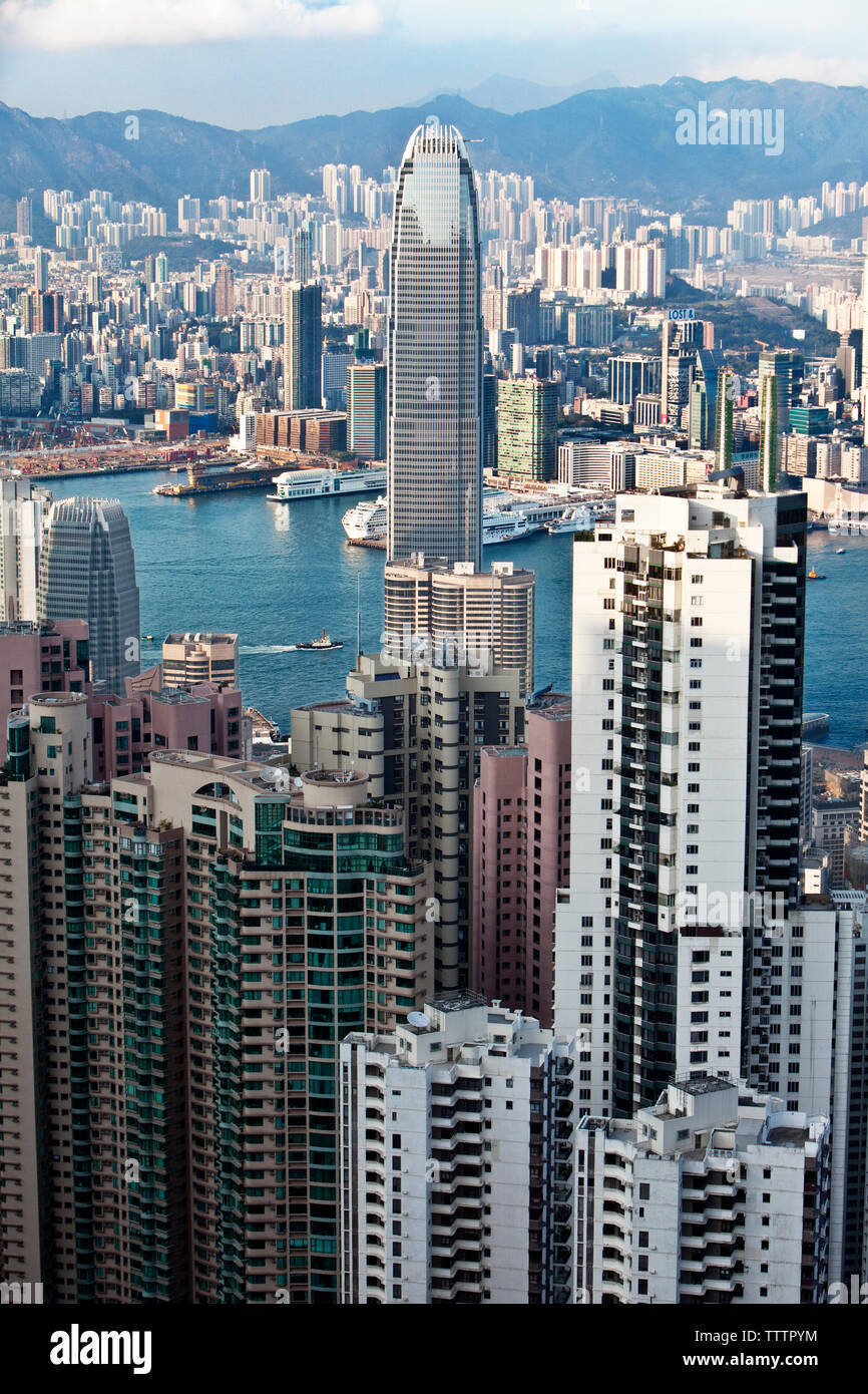 Two international finance center by buildings in city Stock Photo - Alamy