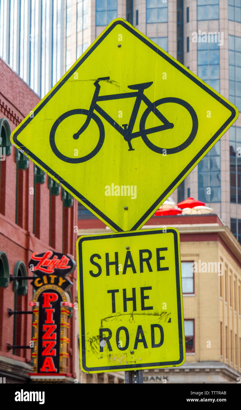 Share The Ride Bicycle safety sign in Nashville Tennessee USA Stock ...