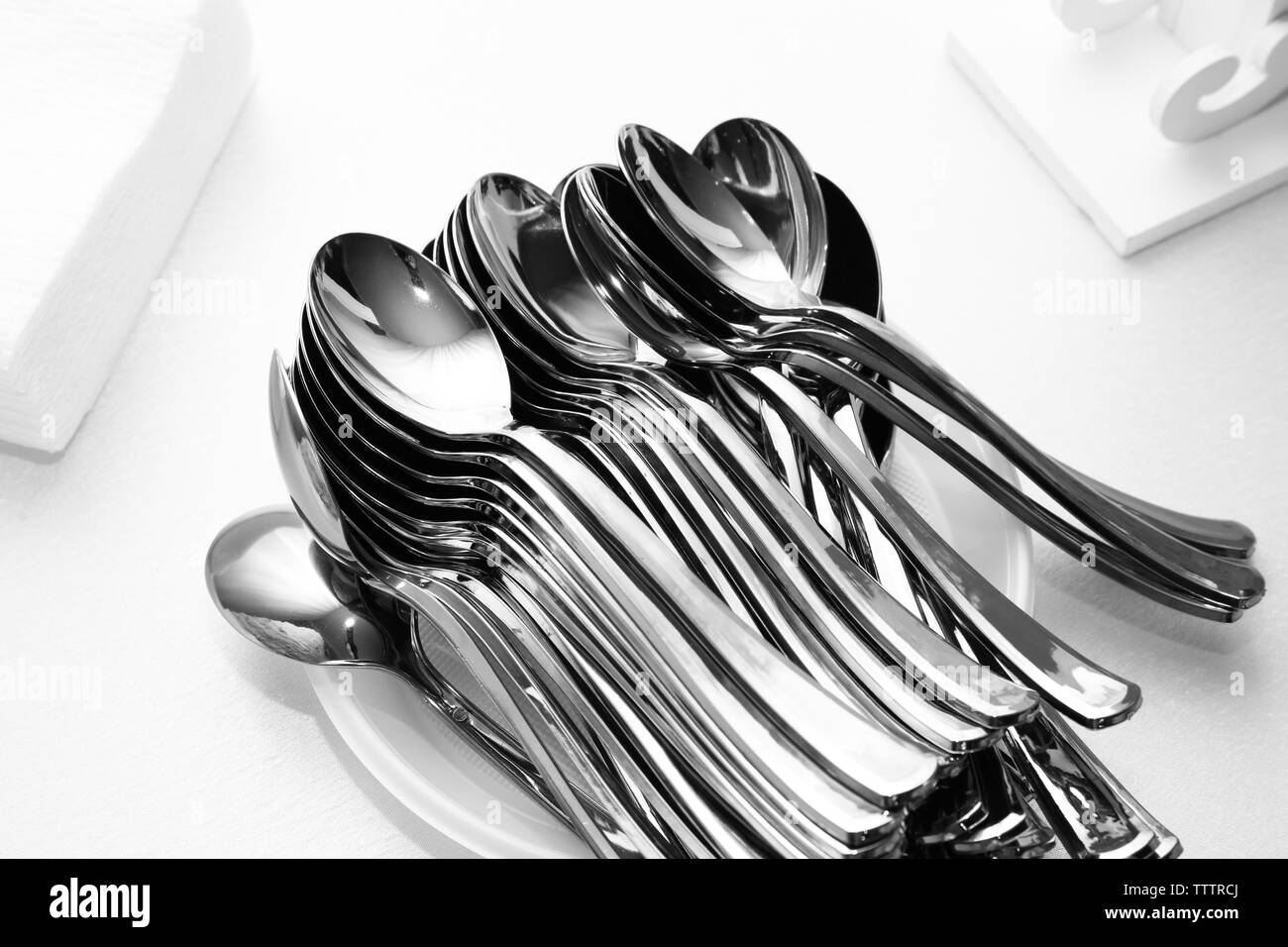 Silver Spoons Stacked High Resolution Stock Photography and Images - Alamy