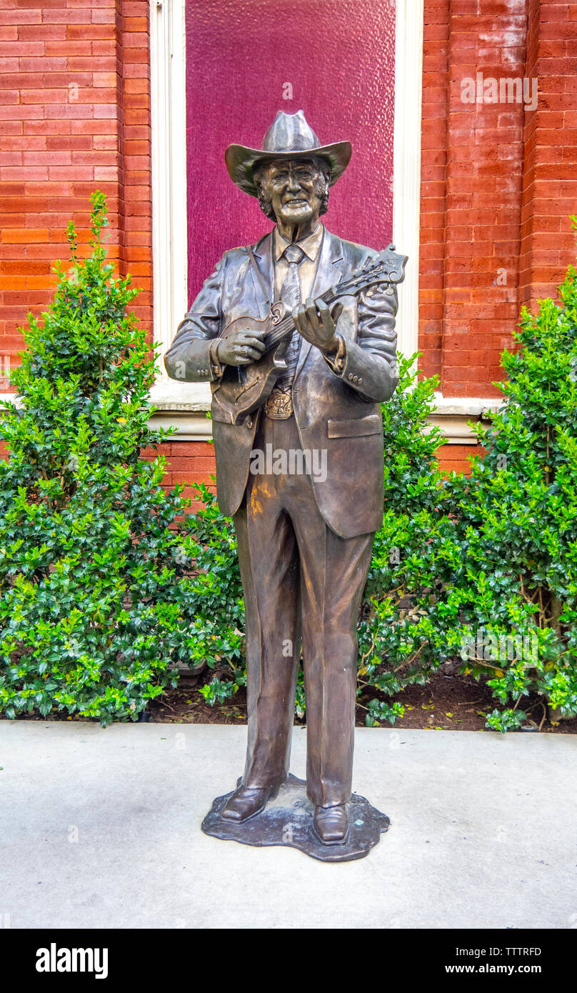 Bronze statue of Bill Monroe who is credited for being the originator ...