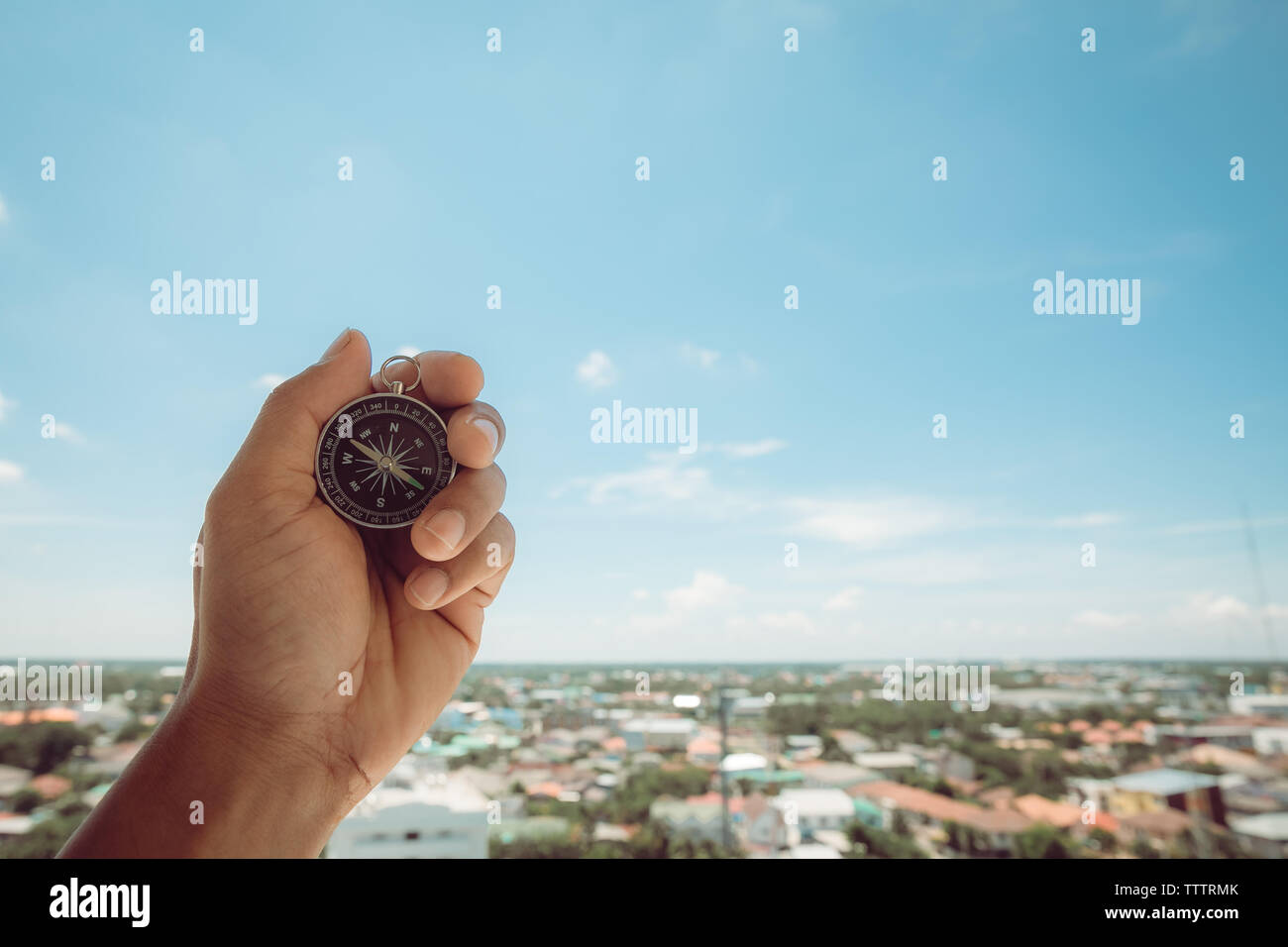 Male holding compass hiking hi-res stock photography and images - Alamy