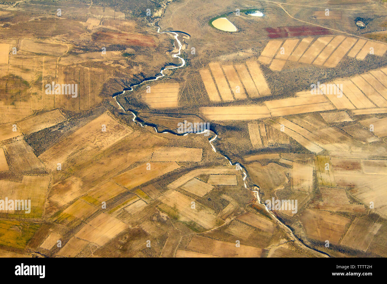 Aerial view of colorful land pattern, Bolivia Stock Photo - Alamy