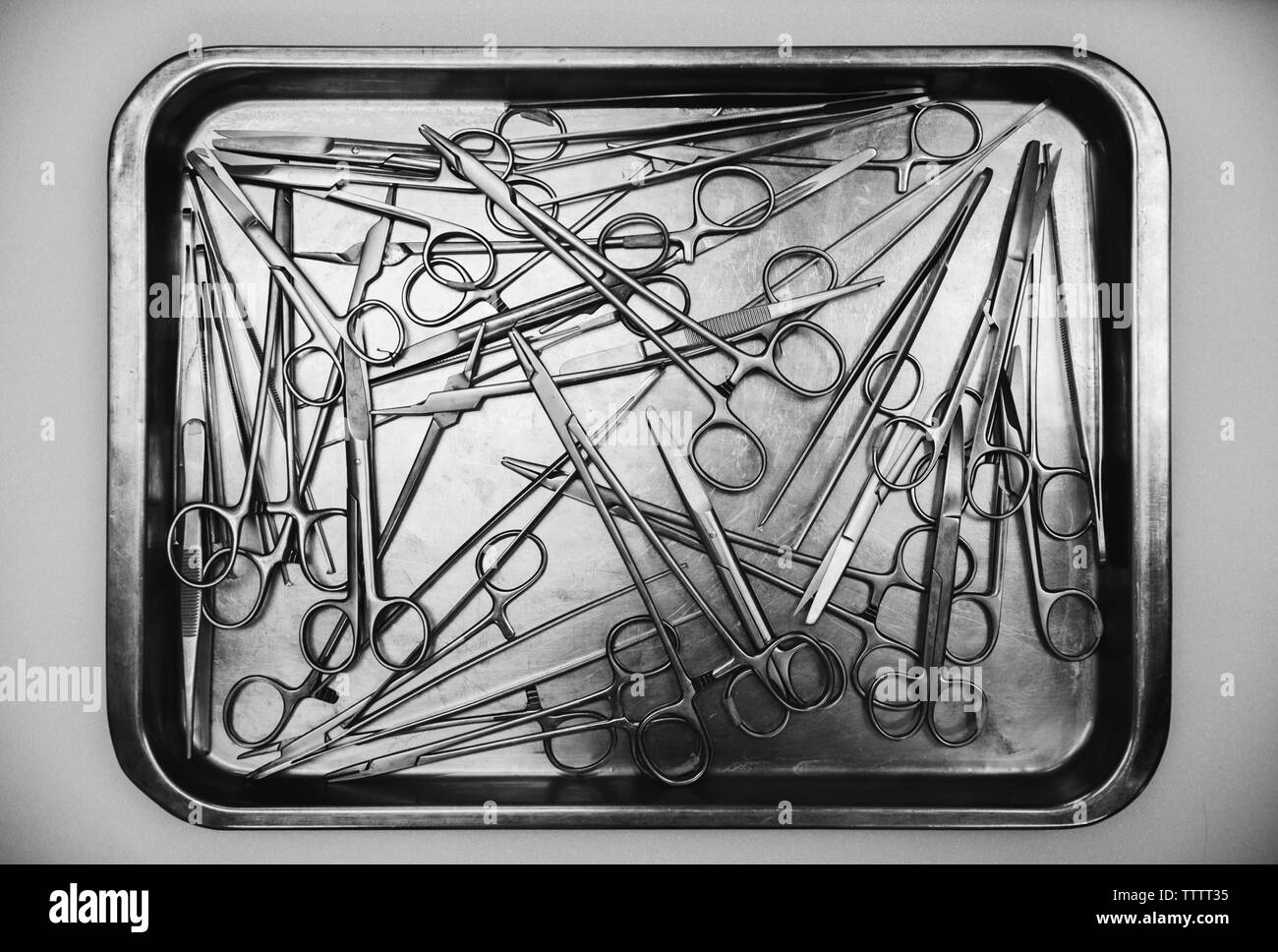 Surgical instruments black and white close-up Stock Photo - Alamy
