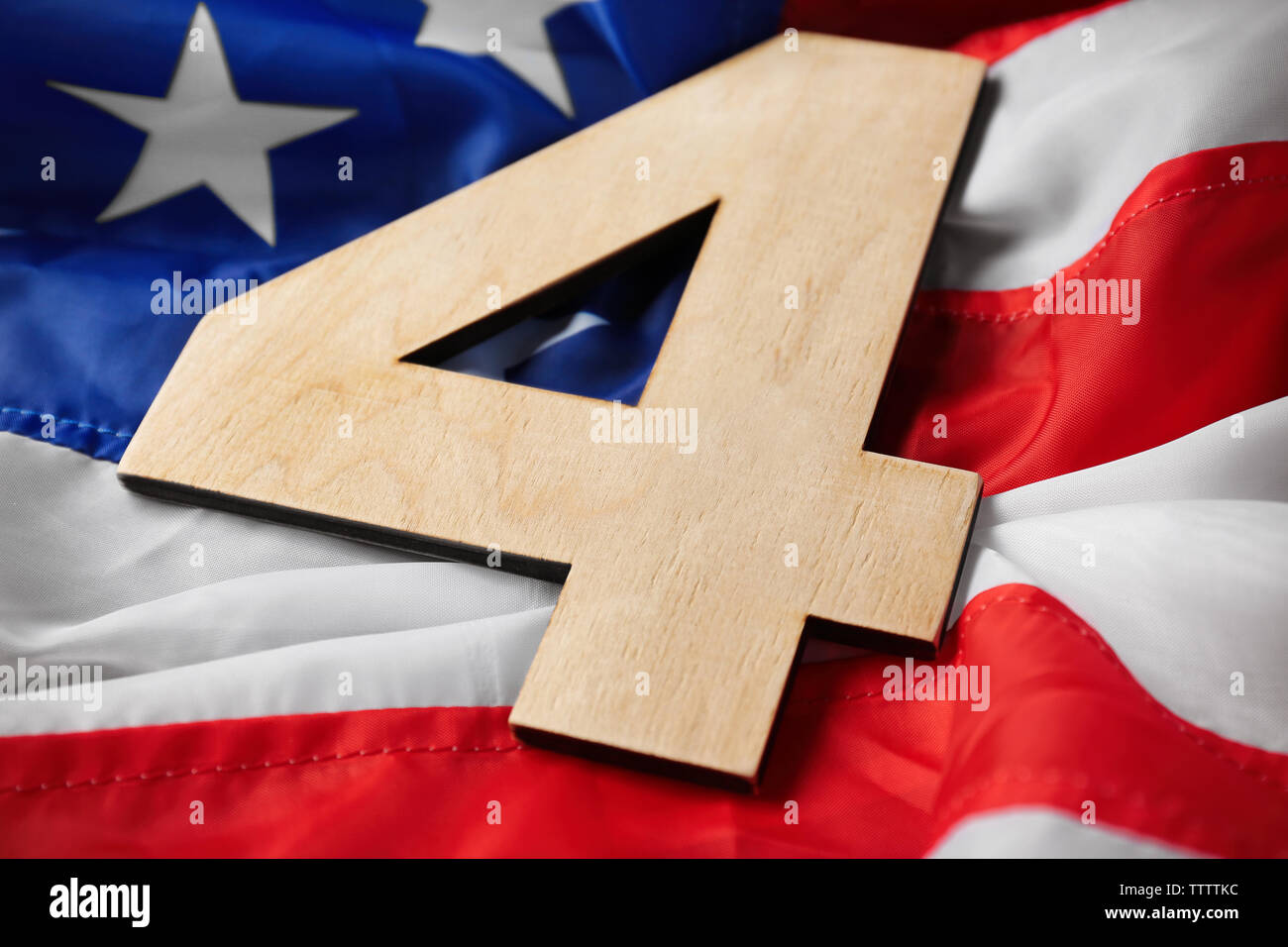Independence day concept. Number 4 on American flag background Stock ...