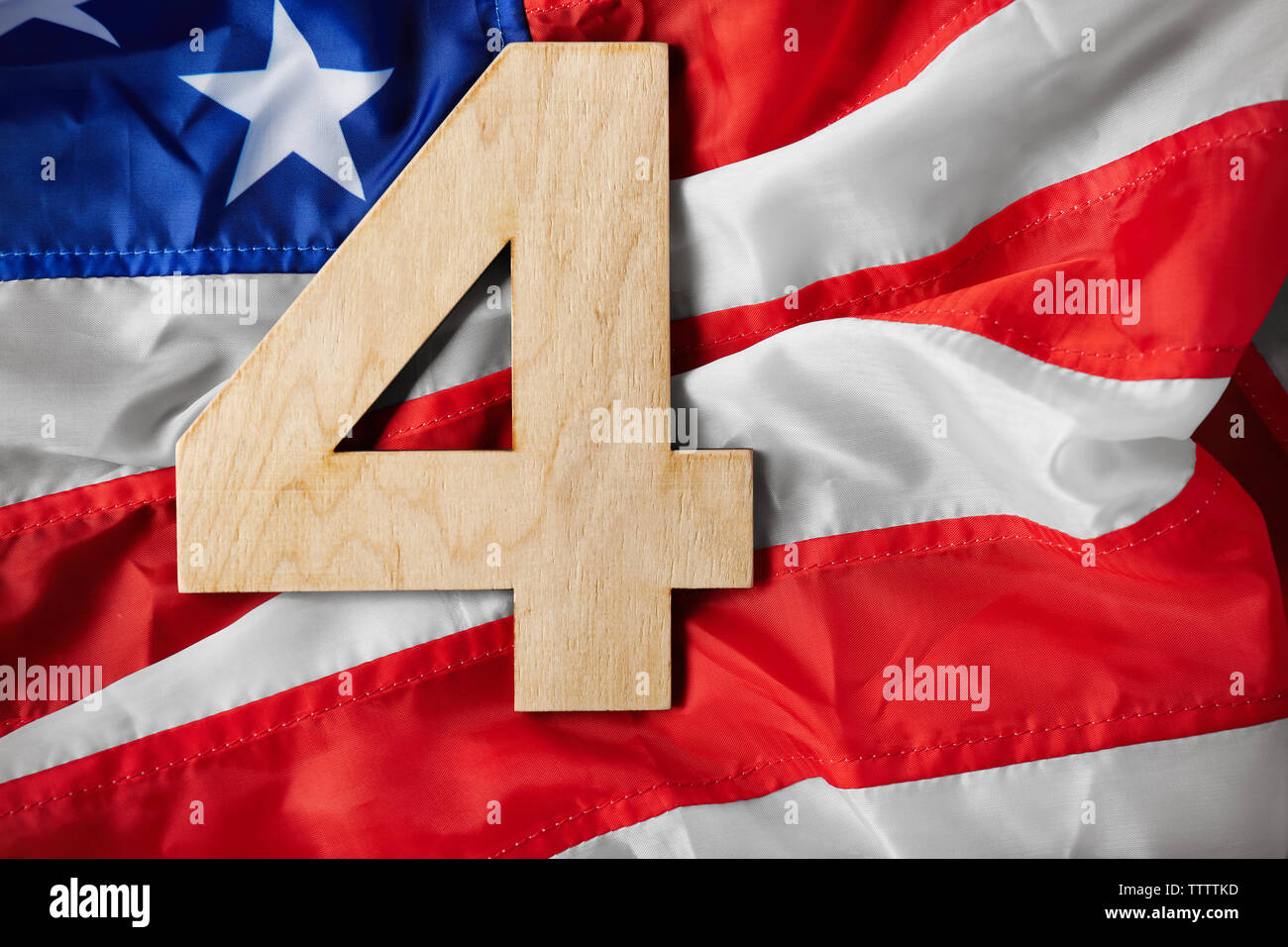Independence day concept. Number 4 on American flag background Stock ...