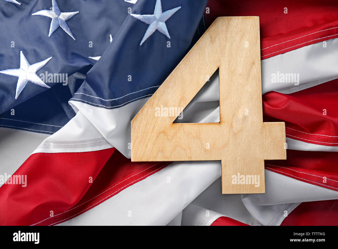 Independence day concept. American flag with number 4 closeup Stock ...