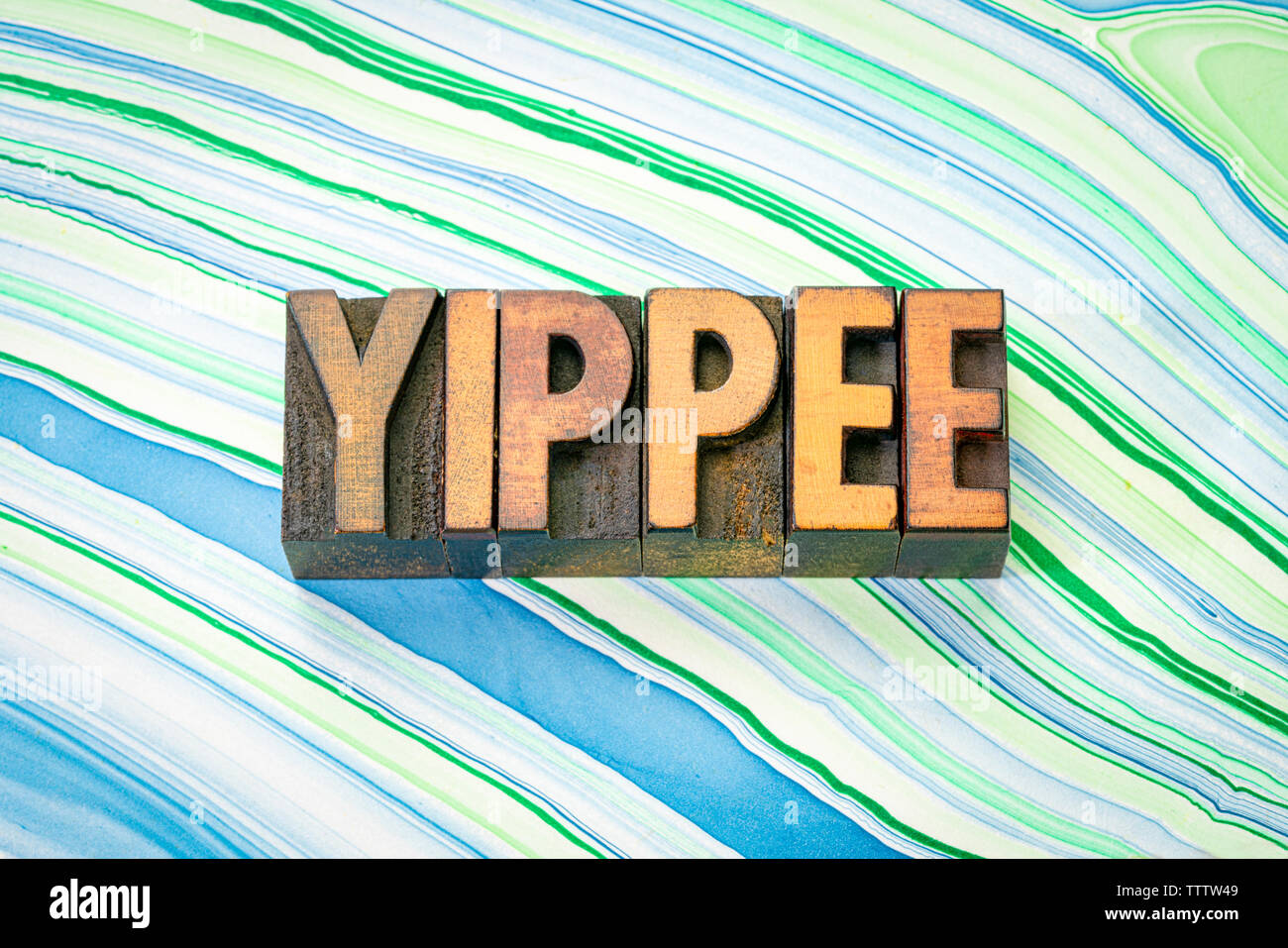 yippee word abstract in vintage letterpress wood type printing blocks ...