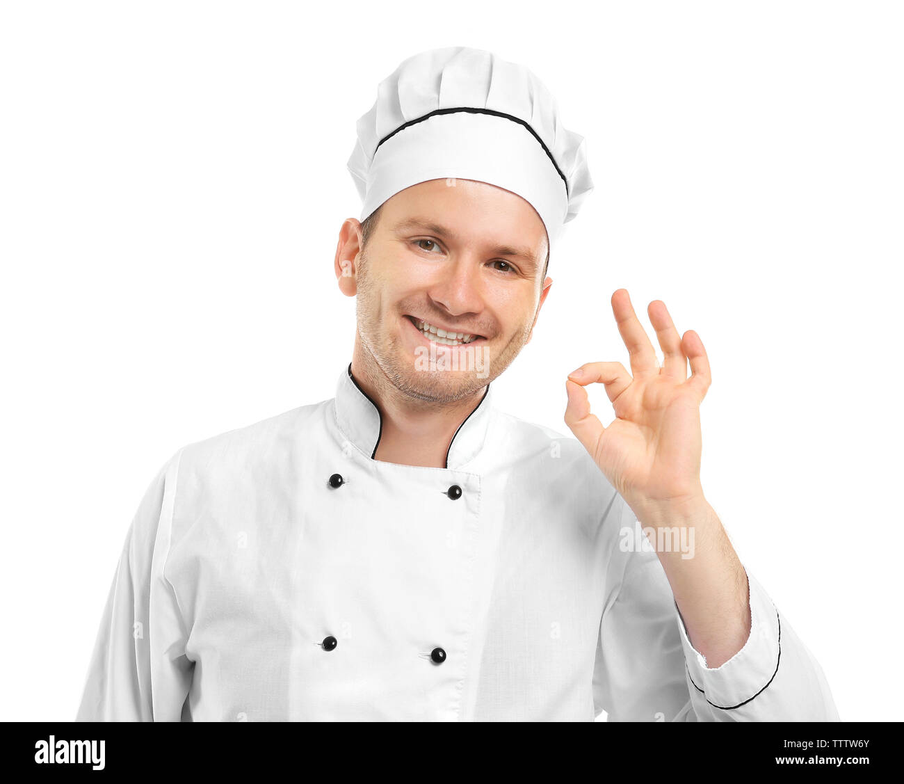 Young chef cook isolated on white Stock Photo - Alamy