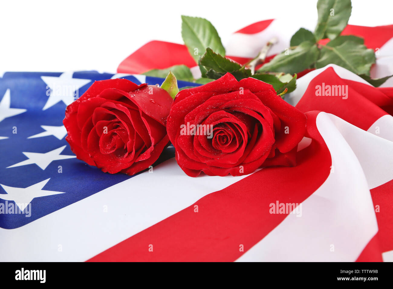 Roses and American flag, closeup Stock Photo - Alamy
