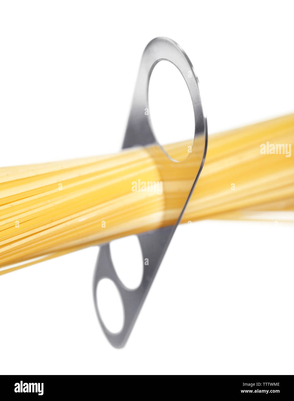 Spaghetti with measuring stick, isolated on white Stock Photo - Alamy