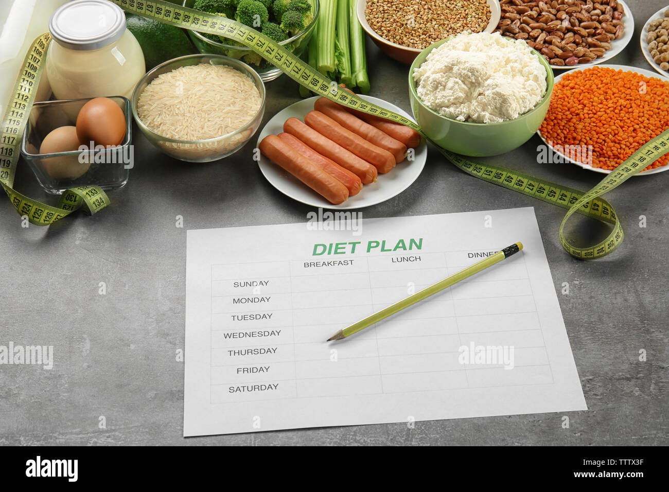 Healthy food. Diet plan concept Stock Photo - Alamy