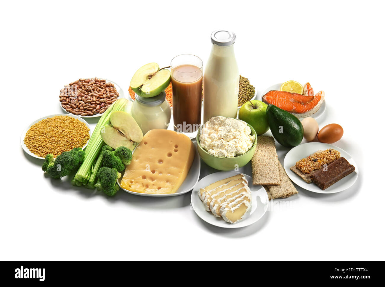 Different products on white background. Health care concept Stock Photo ...