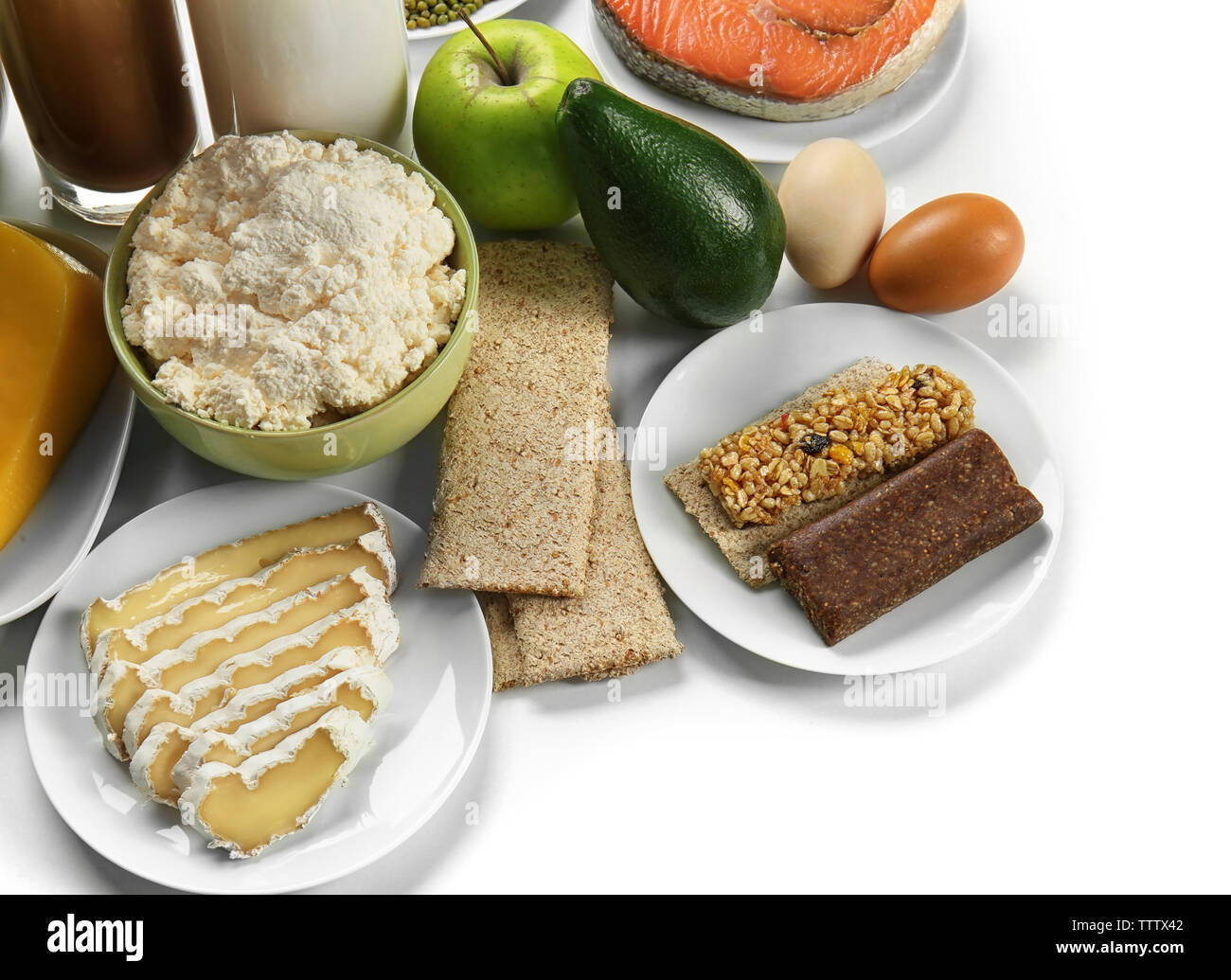 Different products on white background. Health care concept Stock Photo ...