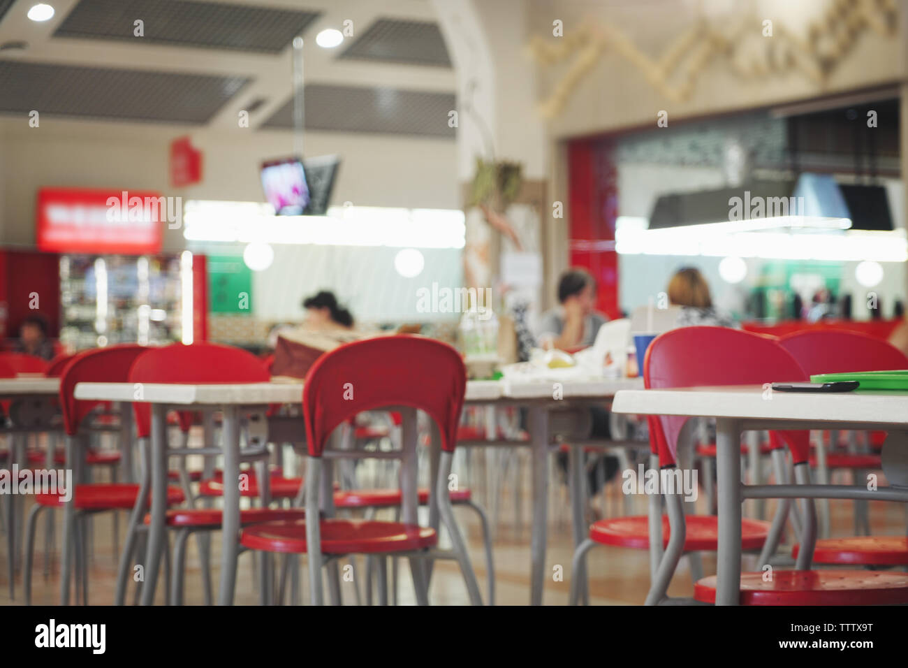 Blurred interior of fast food restaurant Stock Photo - Alamy