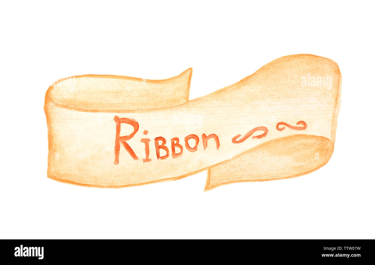 Hand painted ribbon, isolated on white Stock Photo - Alamy