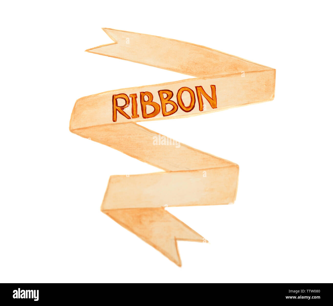 Hand painted ribbon, isolated on white Stock Photo - Alamy