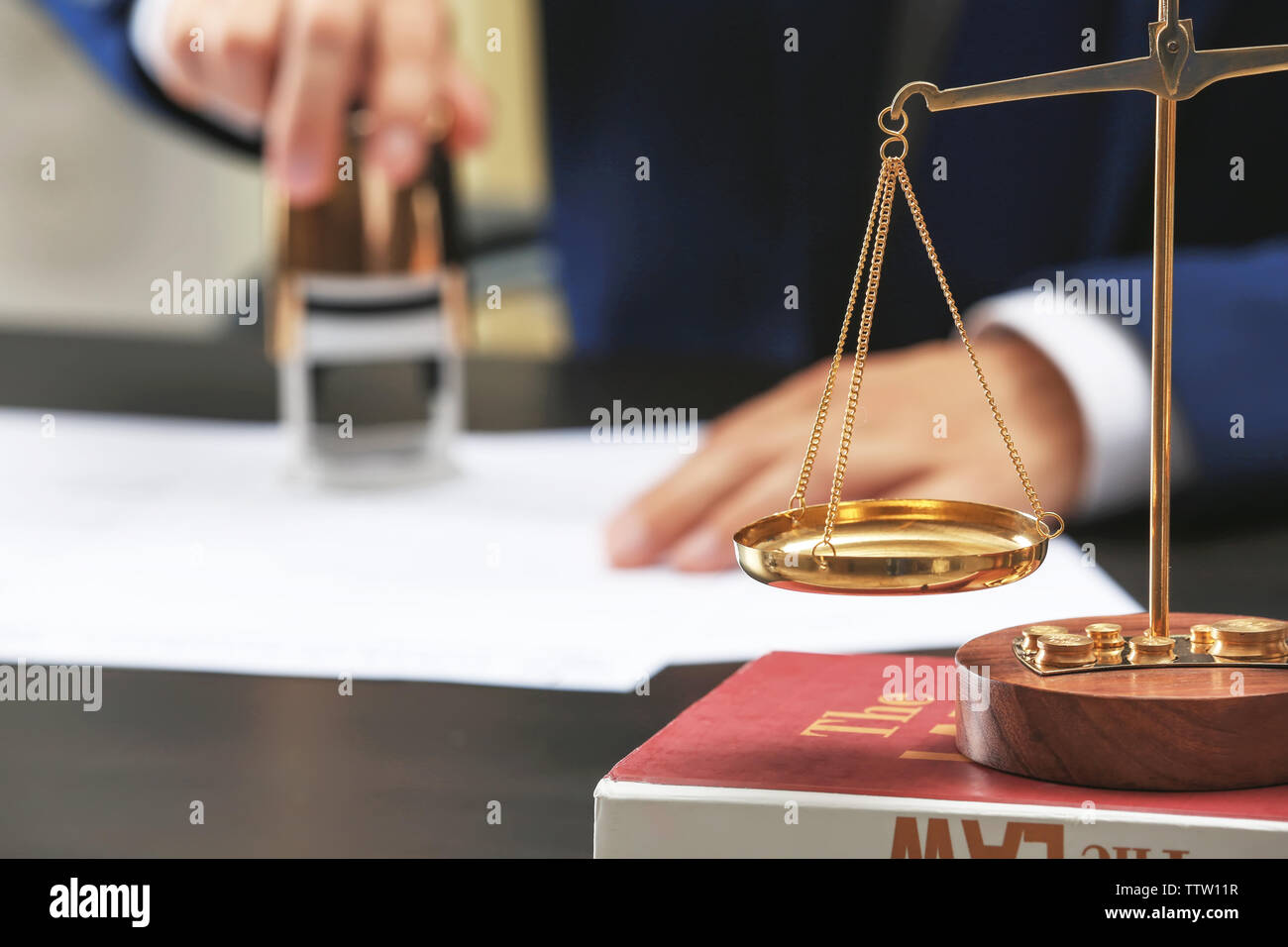 Scales in notary public office, concept Stock Photo - Alamy