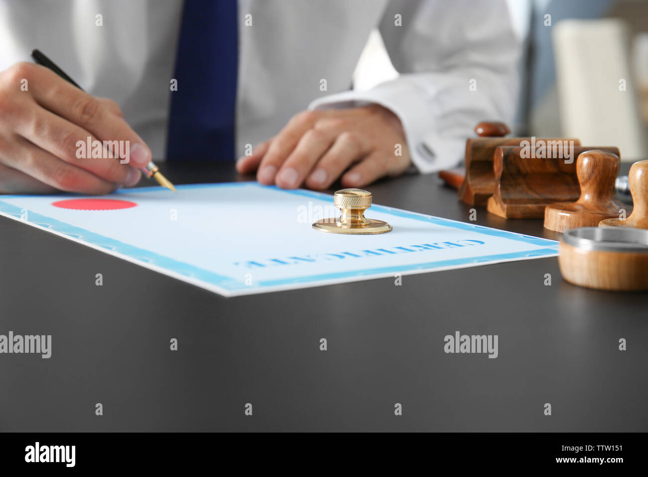 Signing certificate hi-res stock photography and images - Alamy