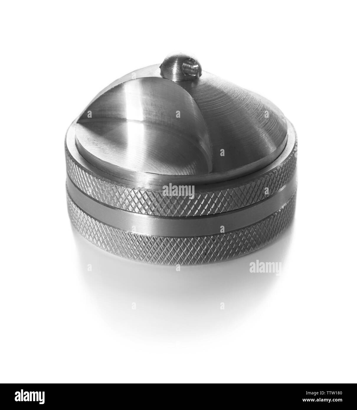 Metal ink pad on grey background Stock Photo - Alamy