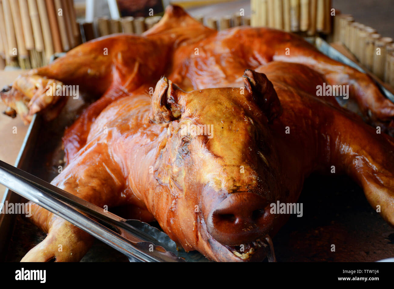 Roast Whole Pork in a dash, Cuban food beautiful color Stock Photo - Alamy