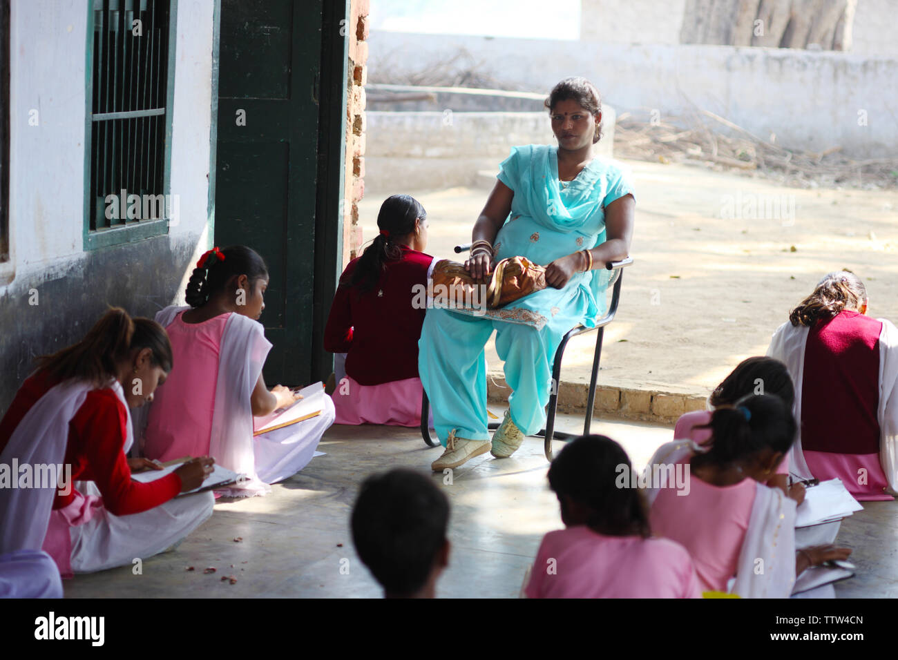 Students taking exam at a school Stock Photo - Alamy