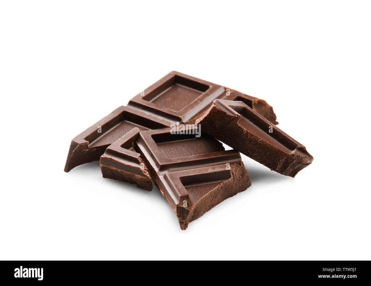 Broken chocolate pieces, isolated on white Stock Photo - Alamy