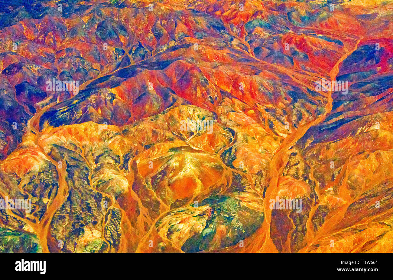 Aerial view of land pattern on Atacama Desert, Chile Stock Photo - Alamy