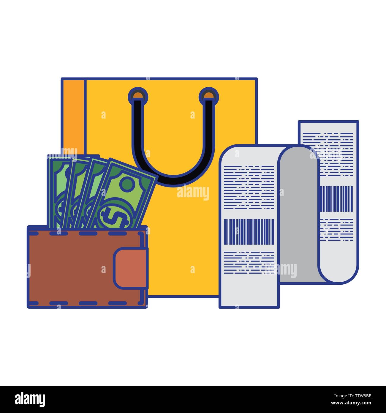 Shopping sales and marketing symbols blue lines Stock Vector Image ...